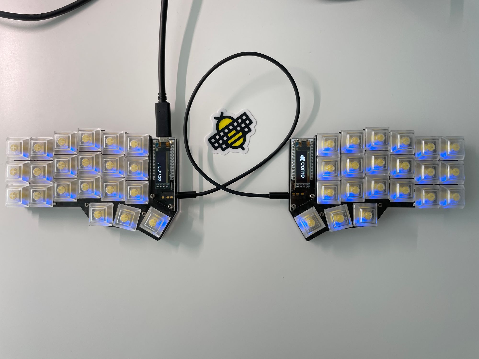 Corne v3 MX with DSA Clear Keycaps & Acrylic Bottom Plate