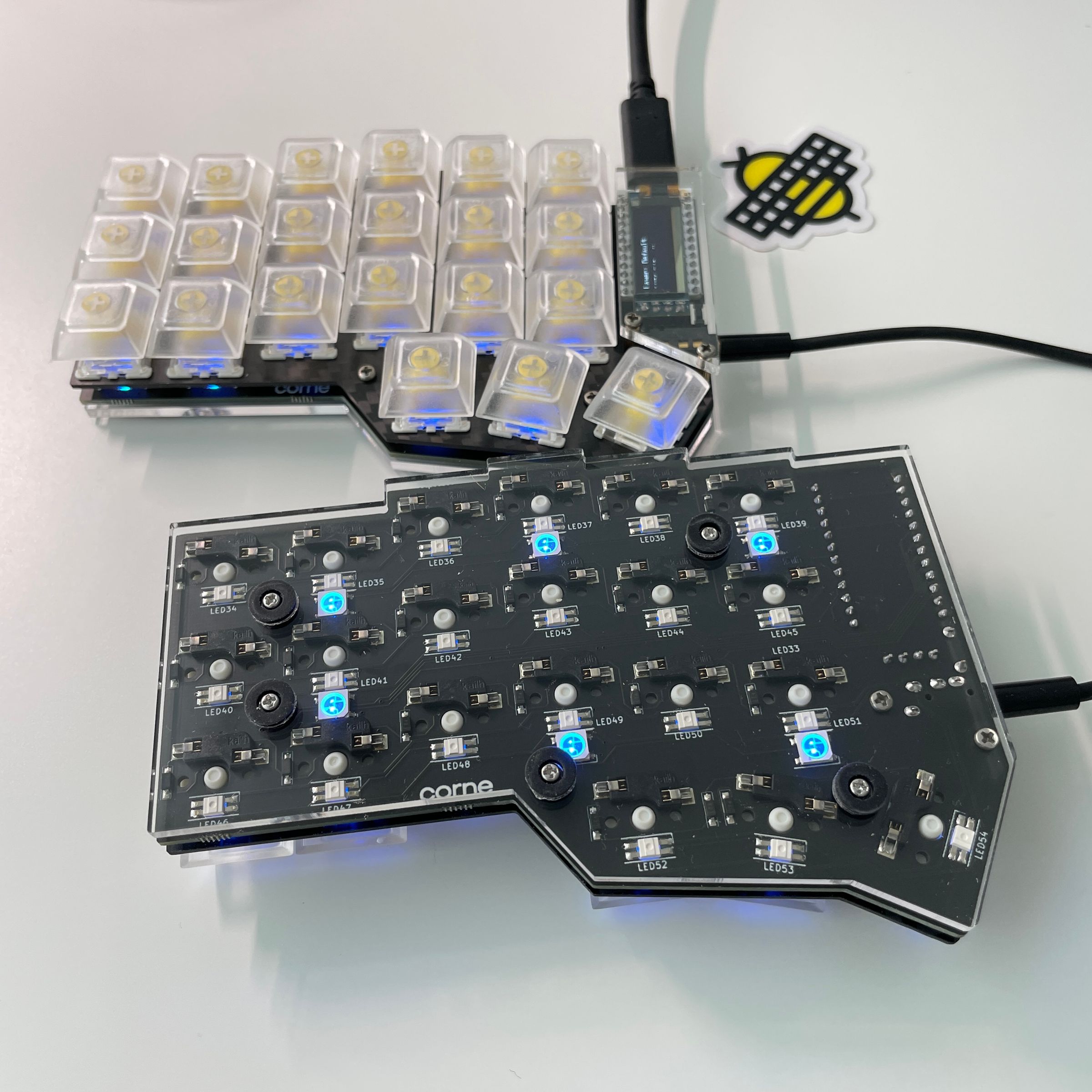 Corne v3 MX with DSA Clear Keycaps & Acrylic Bottom Plate